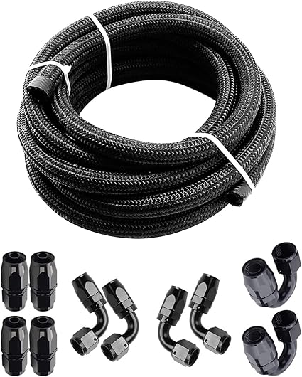 OSIAS 10AN PTFE Fuel line Kit, AN10 E85 Nylon Braided Fuel Hose16FT(1 ...