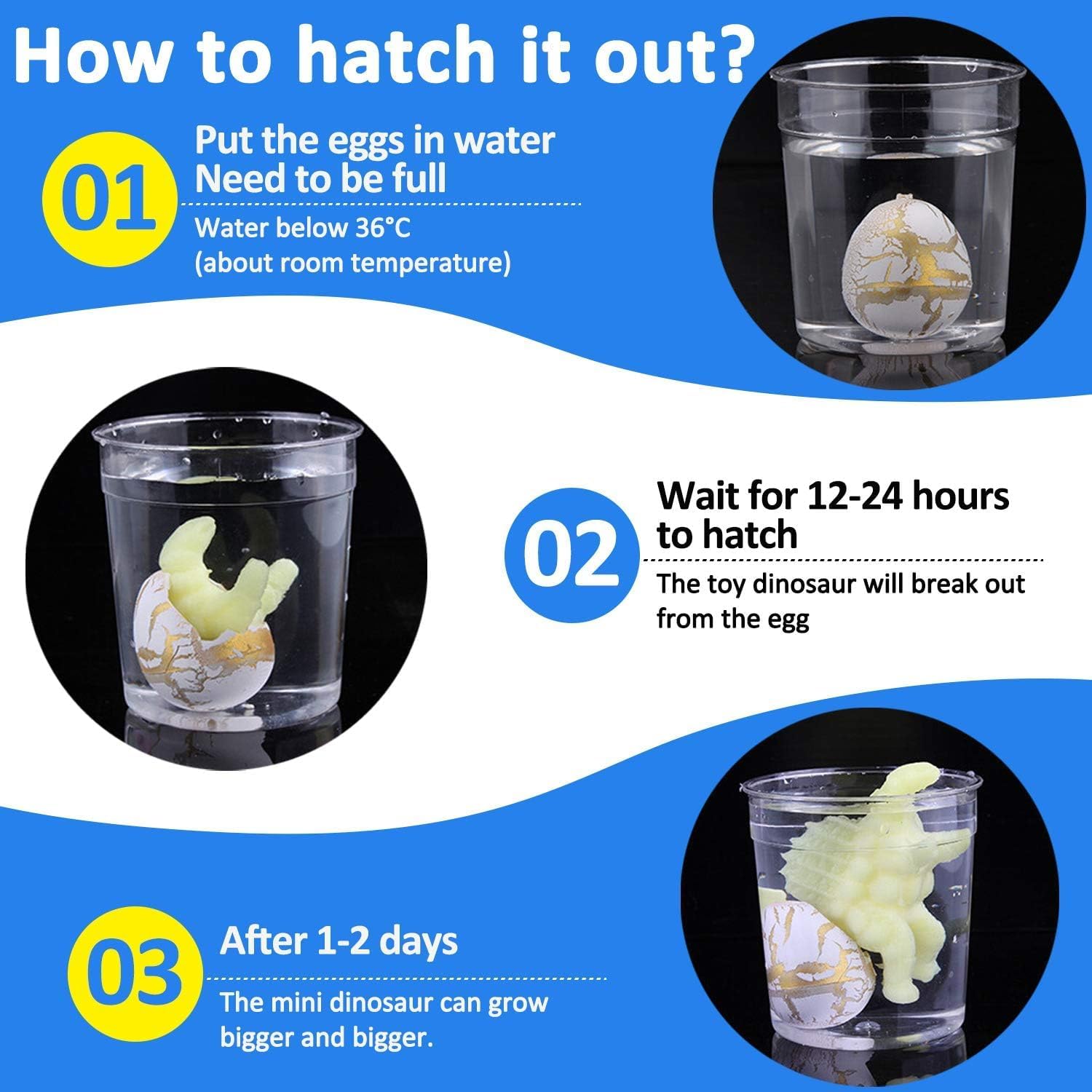 iGeeKid 24Pcs Hatching Dinosaur Eggs Party Favors for Kids Birthday ...