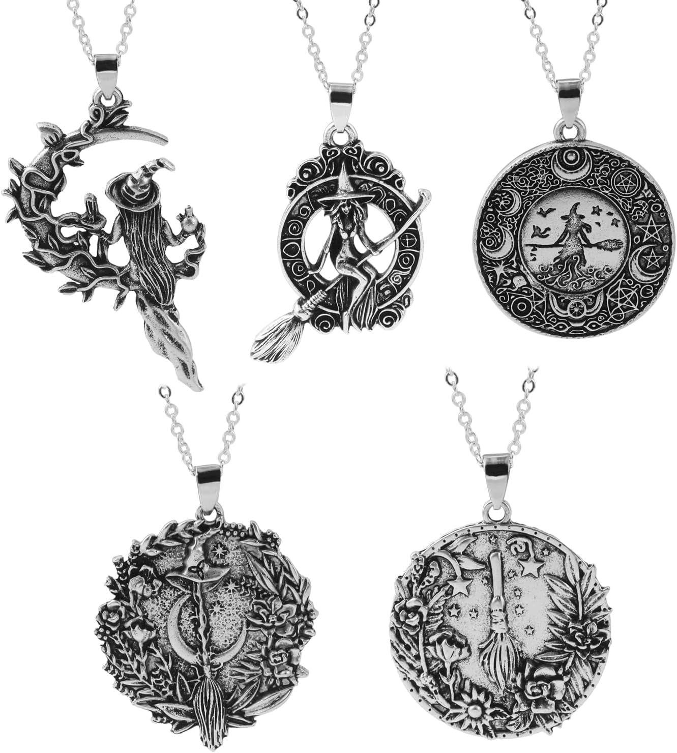 Amazon.com: XJYHDY 5-Piece Witch Necklace Set – Witch Jewelry for Women ...