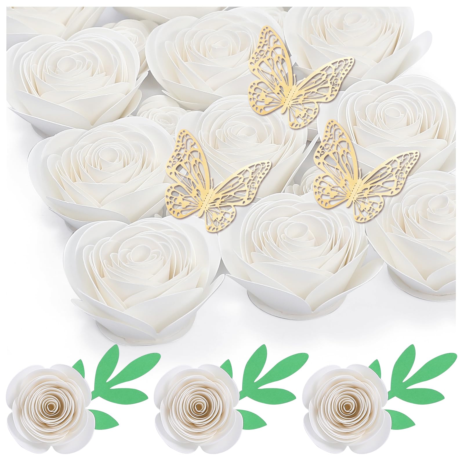Amazon.com: Mverse 18 Pcs Small Paper Flowers for Crafts, Paper Rose ...