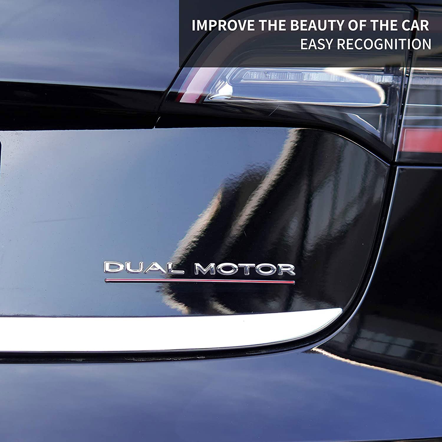 WEIWAN Fit Dual Motor Underlined Letters Emblem 3D Metal Car Rear Trunk ...