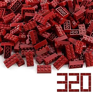Amazon.com: Feleph 2x4 Bricks Dark Red 320 Pieces Parts Classic ...