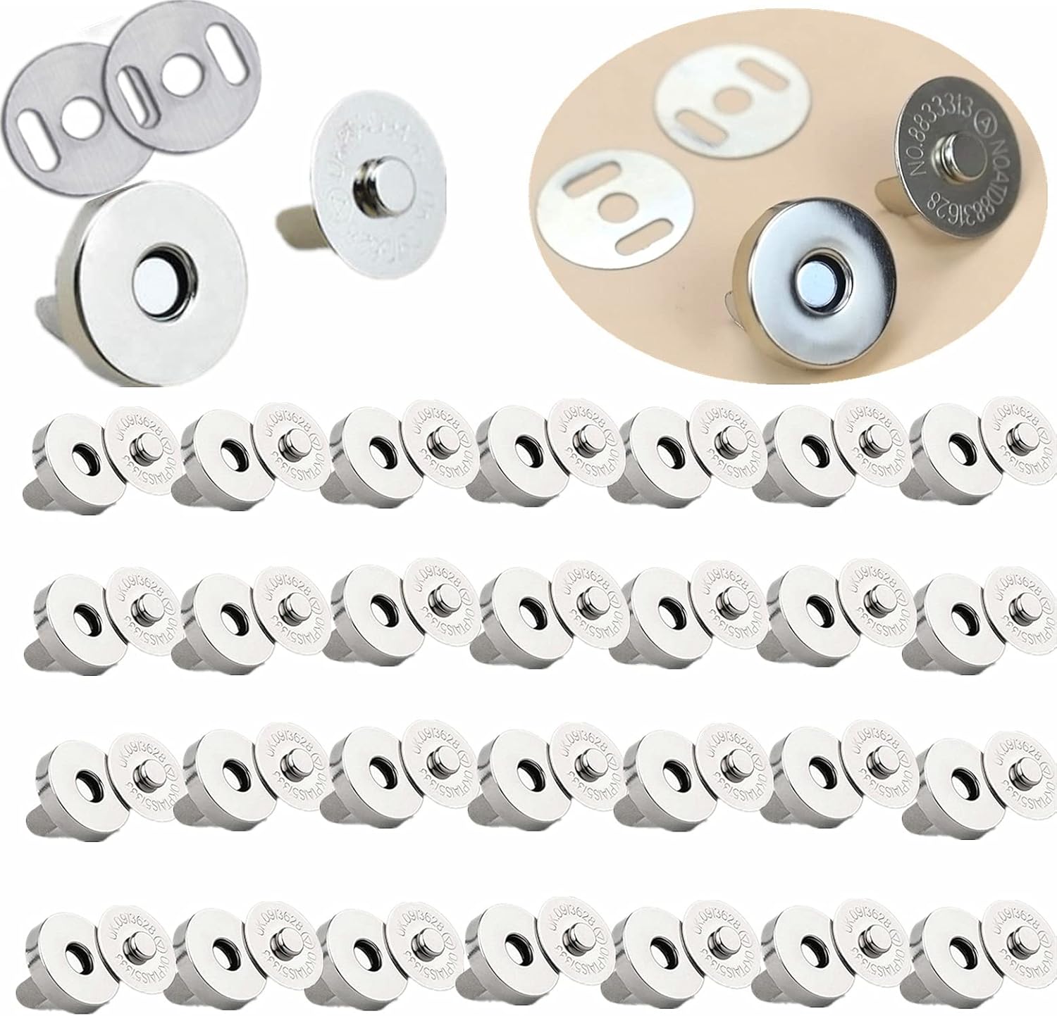 Amazon.com: DZTIAN 50 Sets 14mm Silver Magnetic Button Clasp Snaps ...