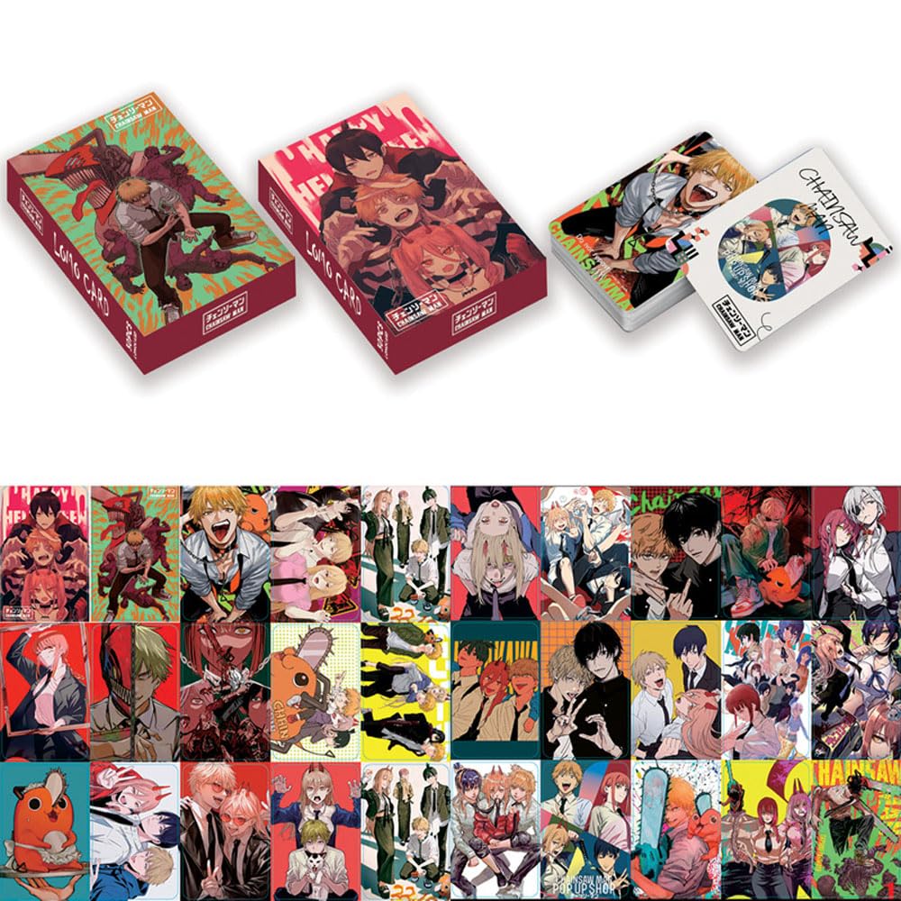 Pretocter 30 Pcs Anime Chainsaw Man Lomo Cards Set Chainsaw ...