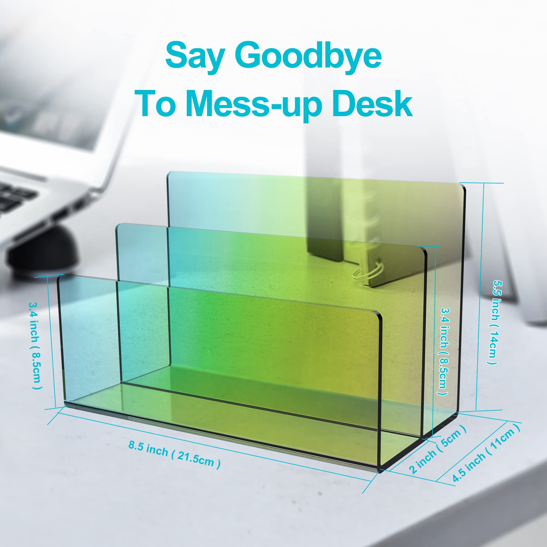 Snapklik.com : Acrylic File Holder,1PC 2 Sections Rainbow File ...