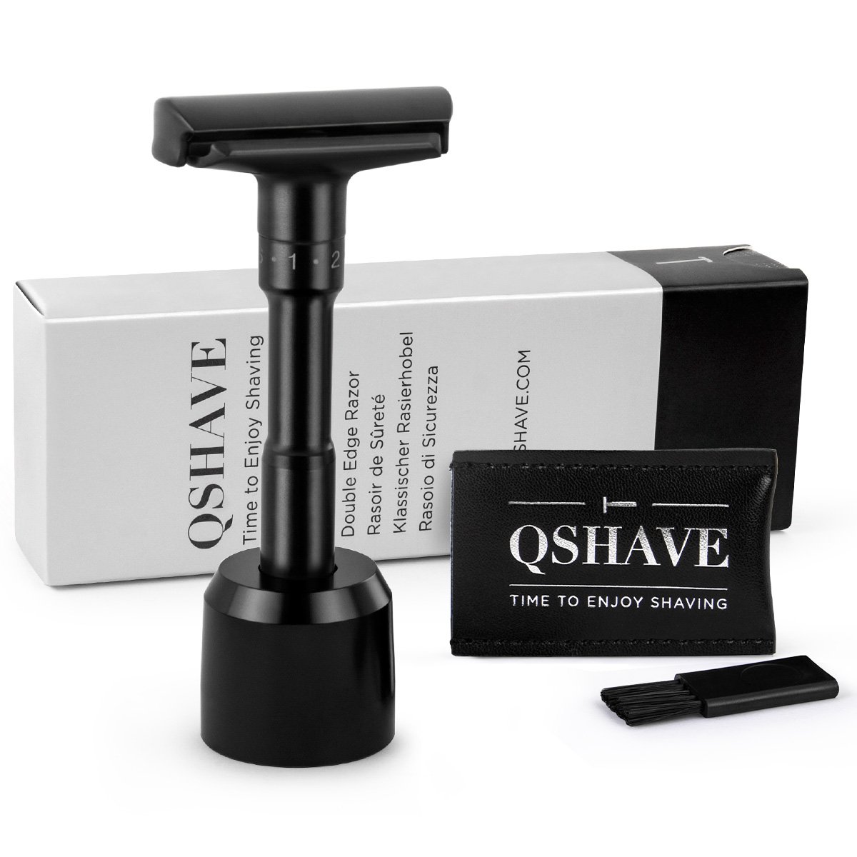 QSHAVE Black Matte Adjustable Double Edge Safety Razor (1 Razor, 1 ...
