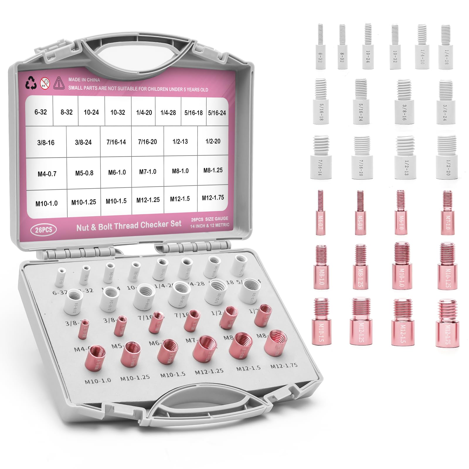 Amazon.com: Nut and Bolt Thread Checker (Pink & White) Nut and Bolt ...