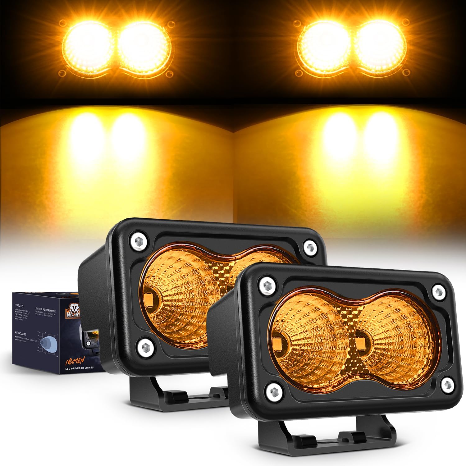 Amazon.com: Nilight Amber Motorcycle Light Pods 2PCS 3Inch Flood Light ...