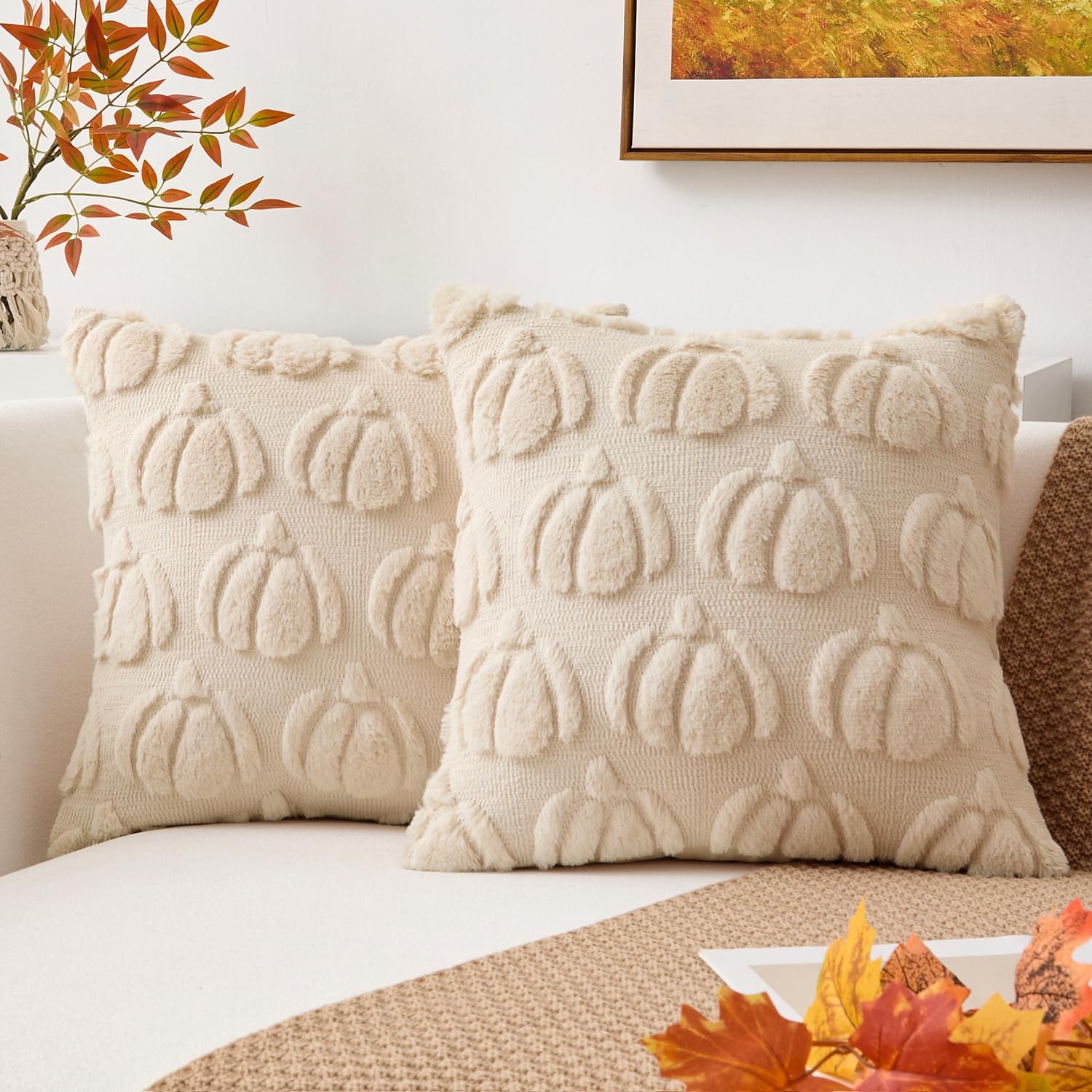 Amazon.com: Kevin Textile Fall Pillow Covers 18x18 Inch Set of 2 Soft ...