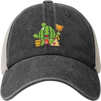 Amazon.com: Vintage Cute Watermelon Playing in The Sand Baseball Cap ...