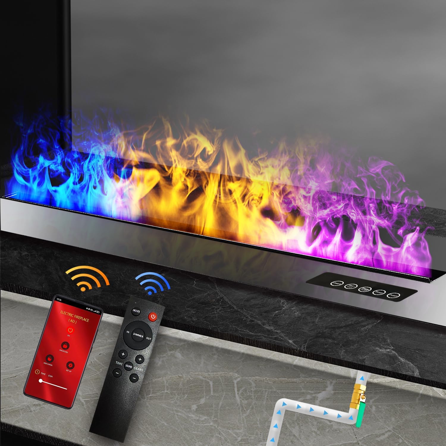 Amazon.com: Mexhom Electric Fireplace 3D Water Vapor Fireplace Recessed ...