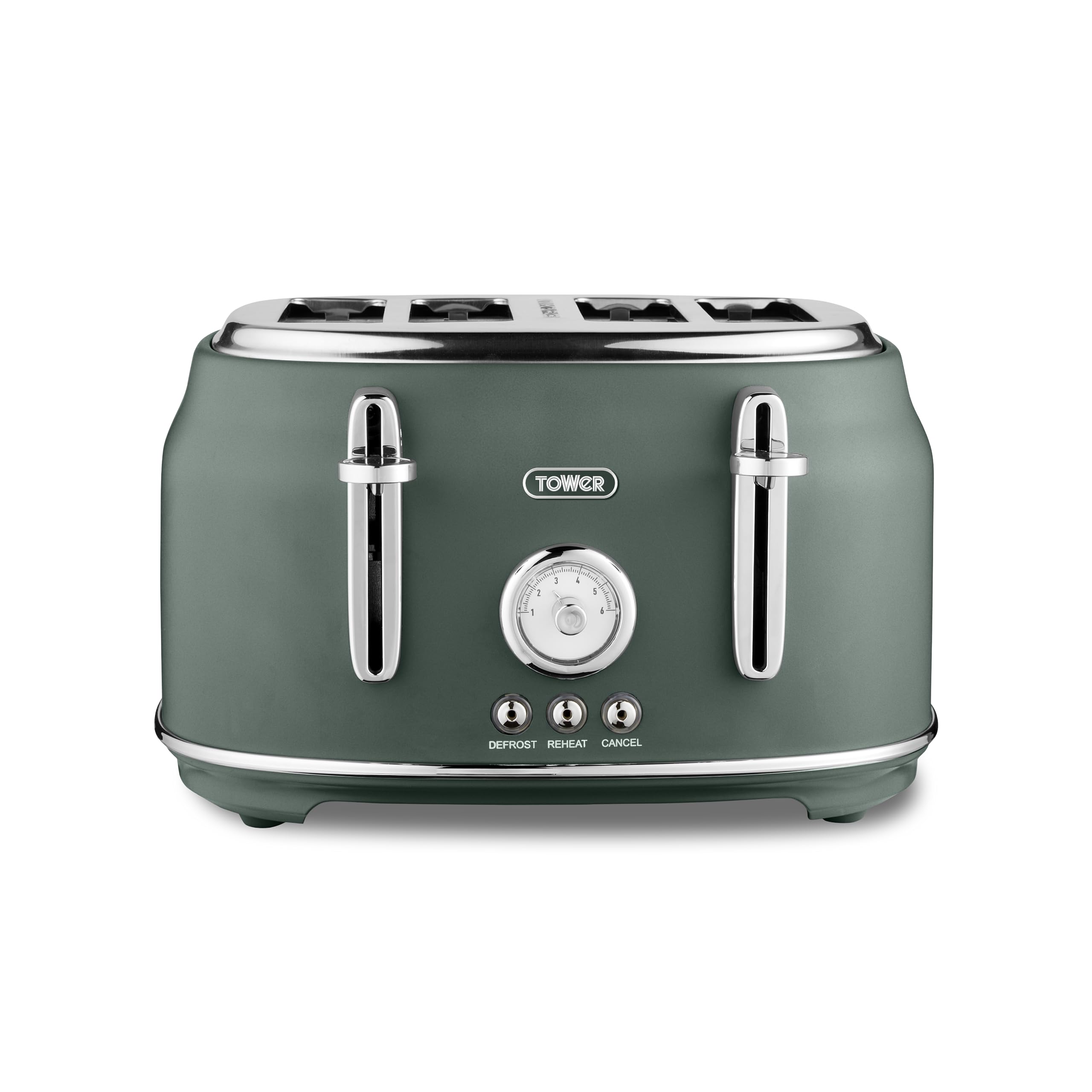 Tower T20065FOR Renaissance 4 Slice Toaster, 1630W, Forest Green ...