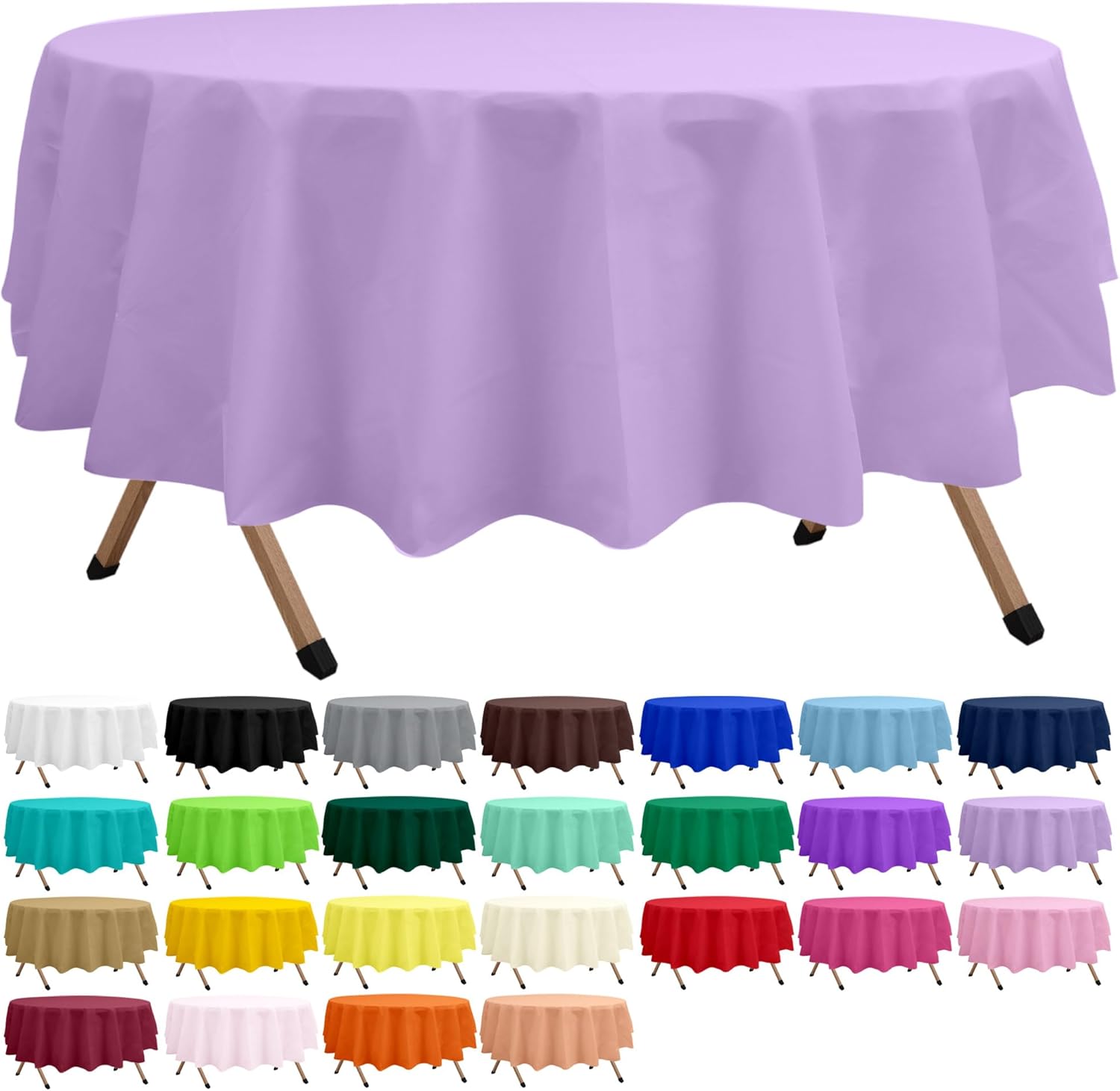 Amazon.com: dinexlence 2 Pack Lavender Premium Plastic Tablecloth Round ...
