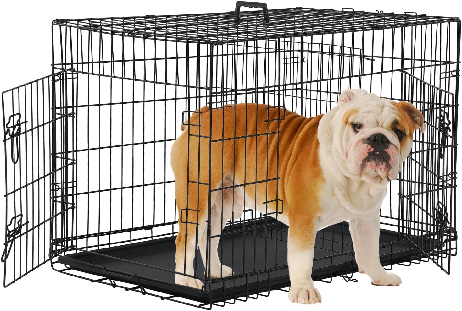 Amazon.com : CAPHAUS Foldable Dog Crate Wire Metal Dog Kennel w/Leak ...