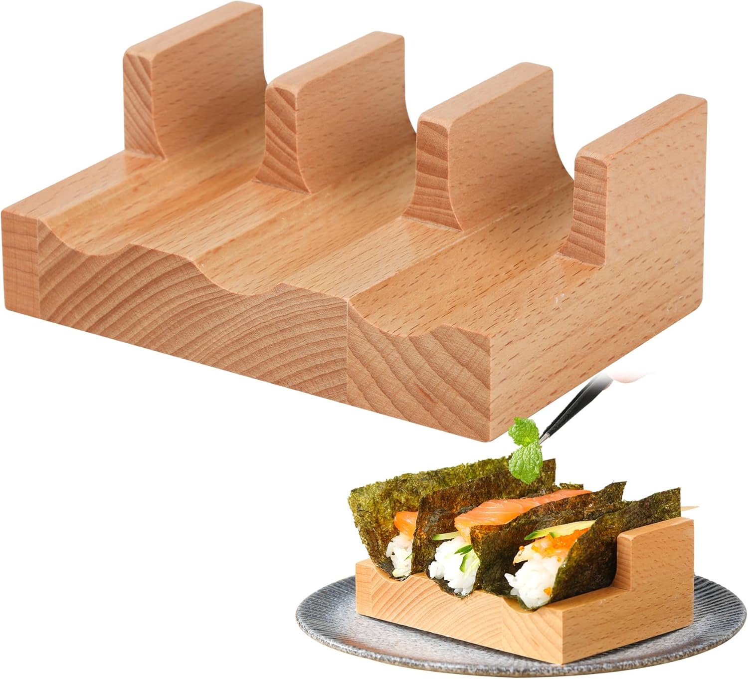 Amazon.com: YORSEEK Wooden Sushi Taco Holders New Sushi Hand Roll ...