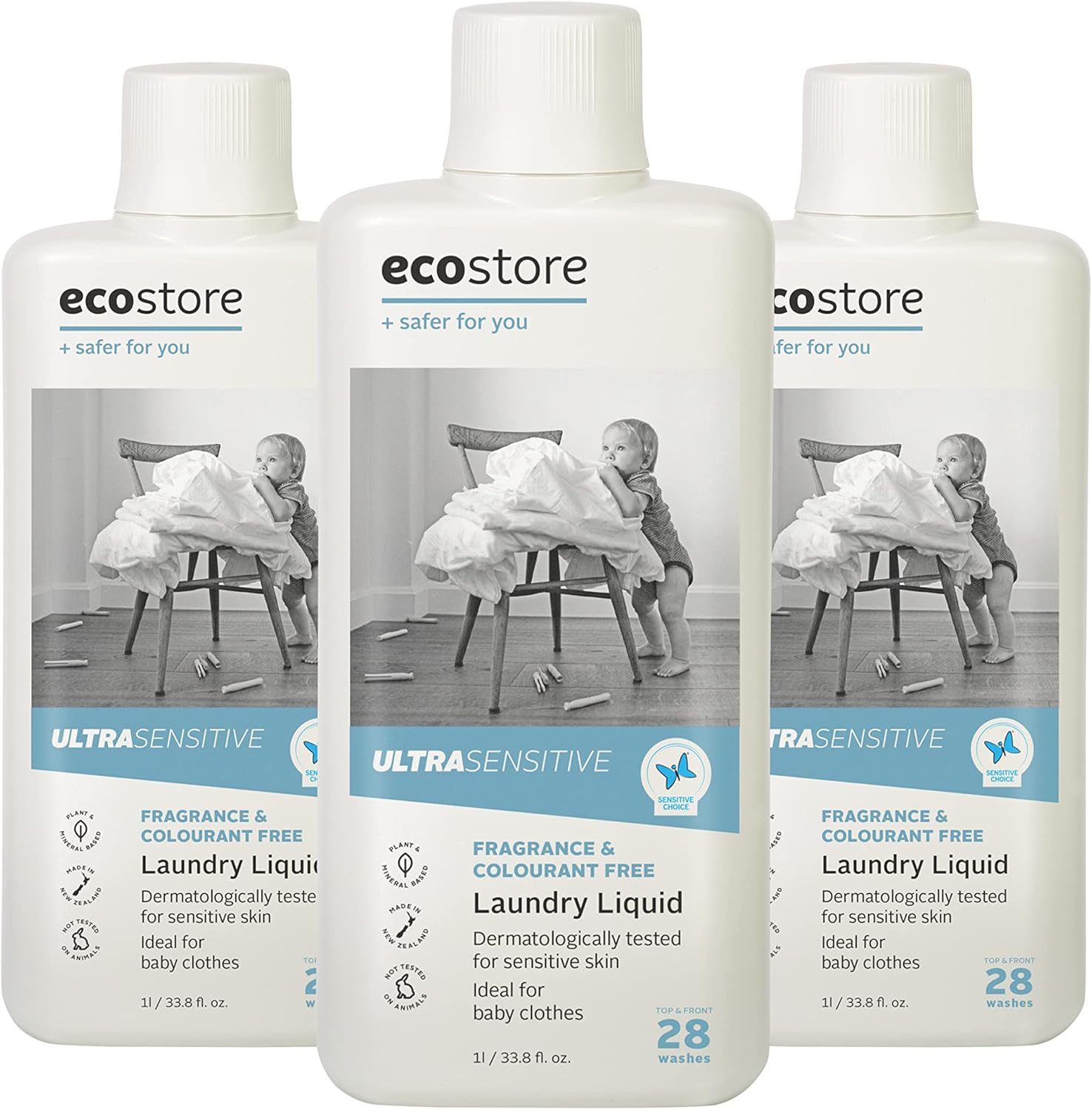 Ecostore Ultra Sensitive Laundry Liquid x3/ 1L, Formulated For Sensitive Skin, Fragrance Free ...