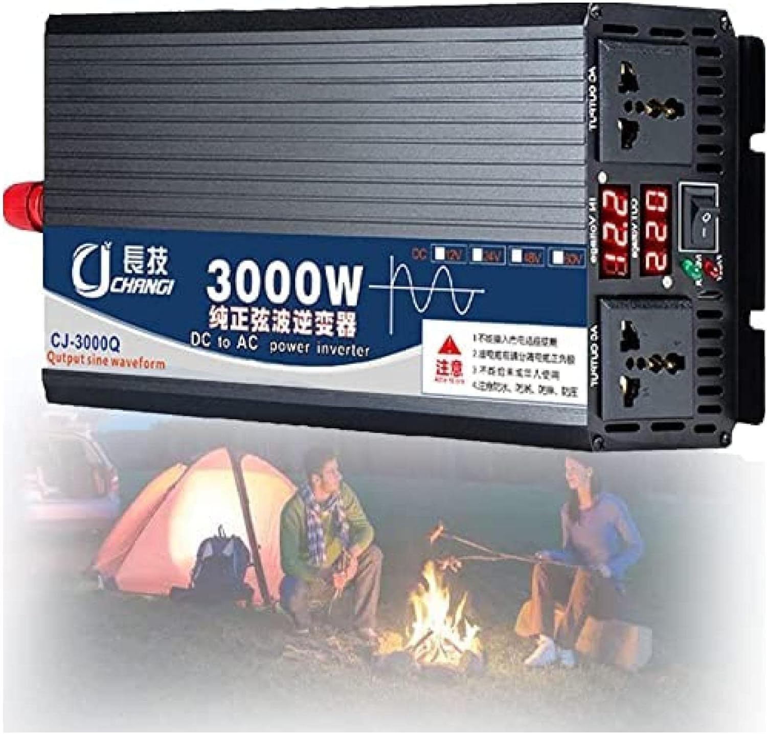 Amazon.co.jp: Power Inverter 1600w 2200w 3000w Pure Sine Wave Inverter ...
