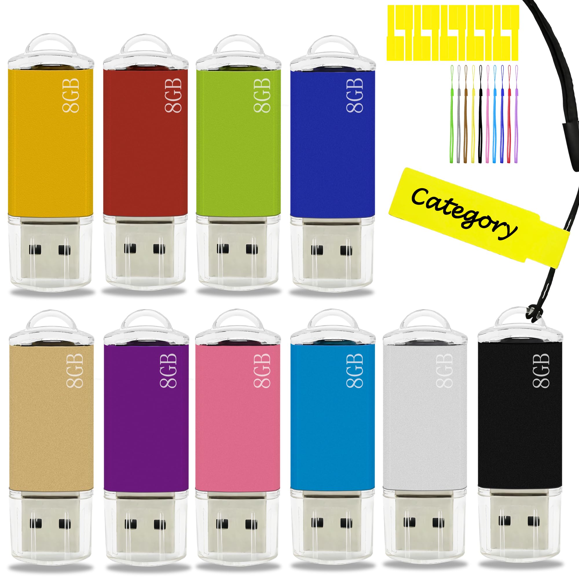 Amazon.com: 8GB USB Flash Drive 10 Pack, Nicepicten Bulk USB Thumb ...