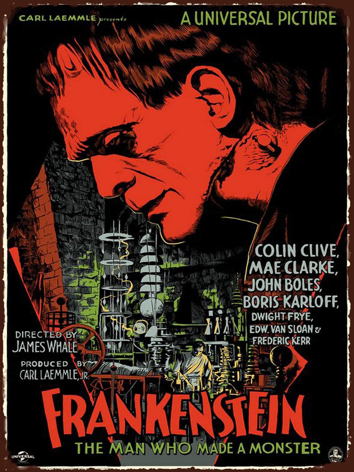 Amazon.com : Metal Sign - Frankenstein Poster Tin Sign Retro Plaque ...