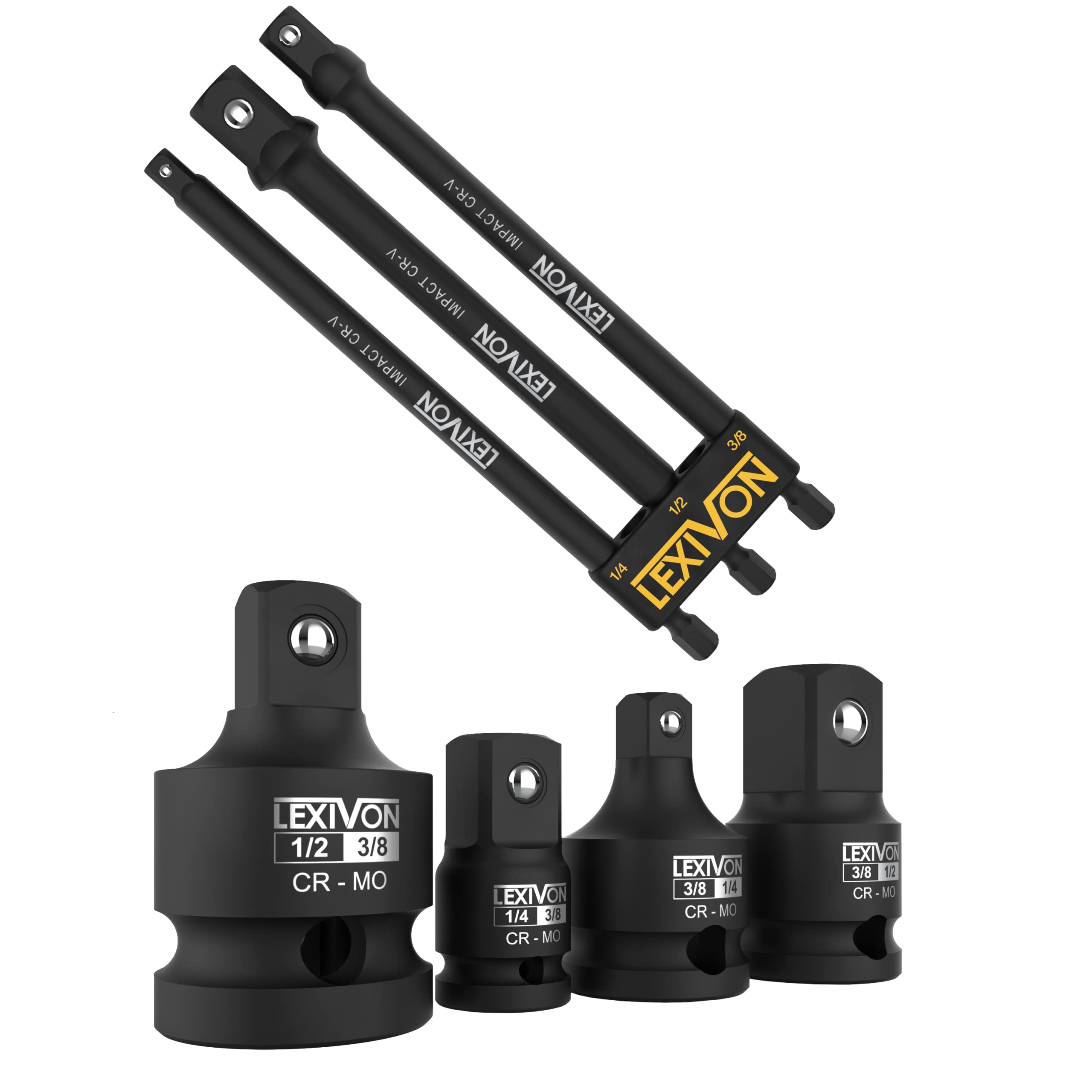 Amazon.com: LEXIVON Impact Socket Adapter and Reducer 4-Piece Set | 1/4 ...