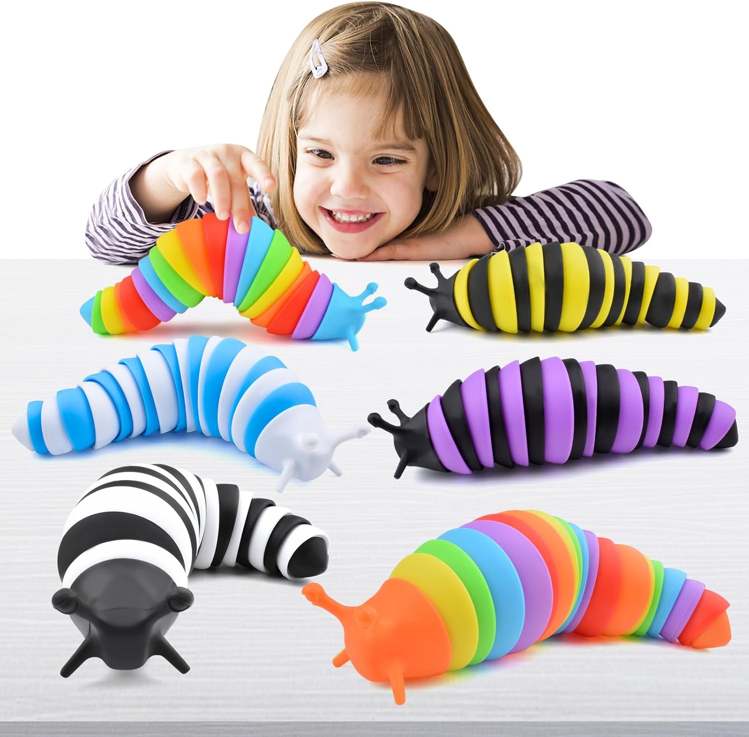 Cevioce Sensory Slug Fidget Toys - 6 Pcs Cute Autism Sensory Toys for ...
