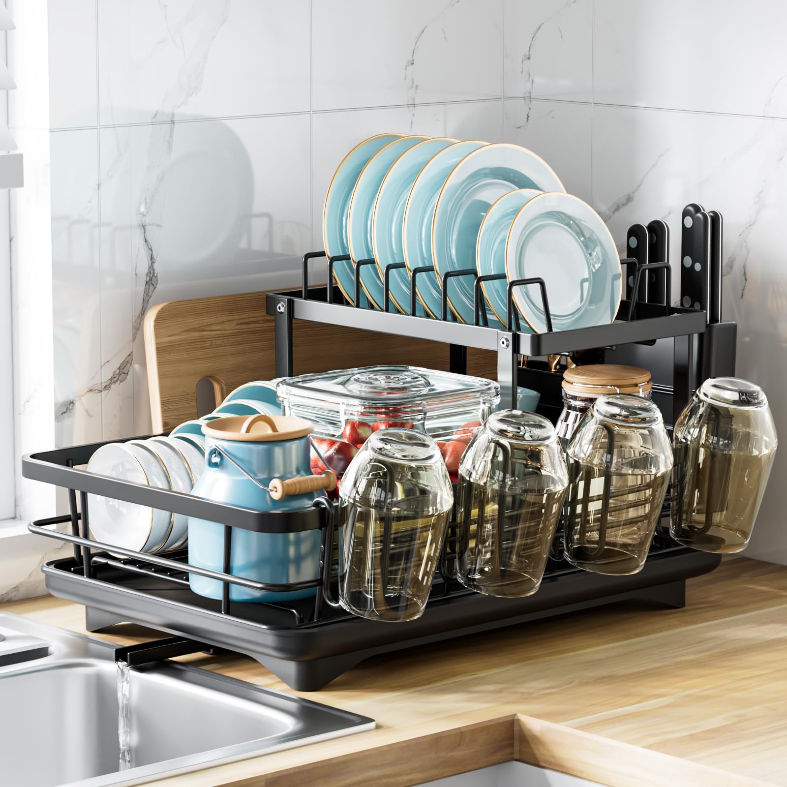 Amazon.com - KULE Dish Drying Rack - Dish Drainers for Kitchen Counter - Large Capacity Dish ...