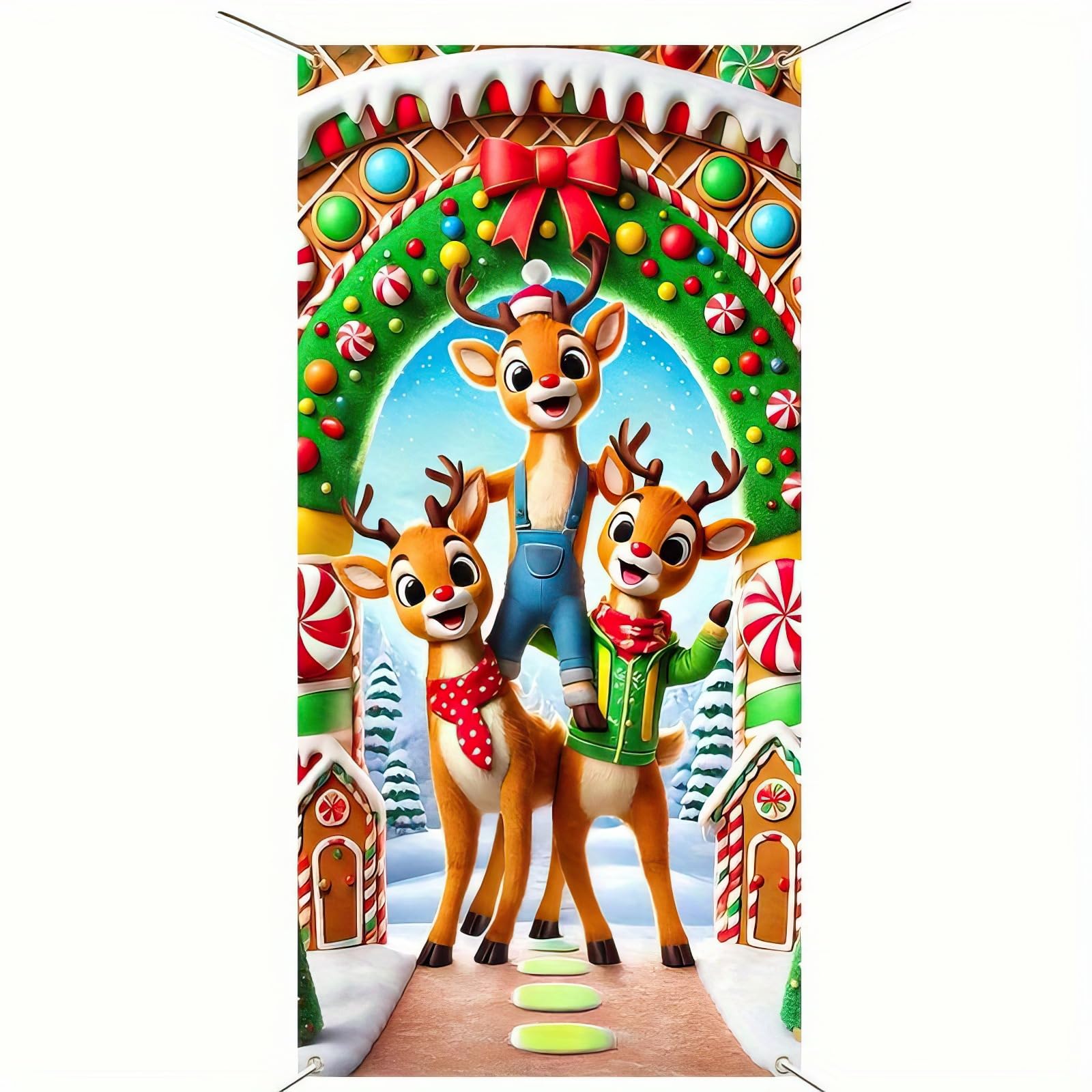 Amazon.com: Blissyard Rudolph Reindeer Merry Christmas Door Cover ...