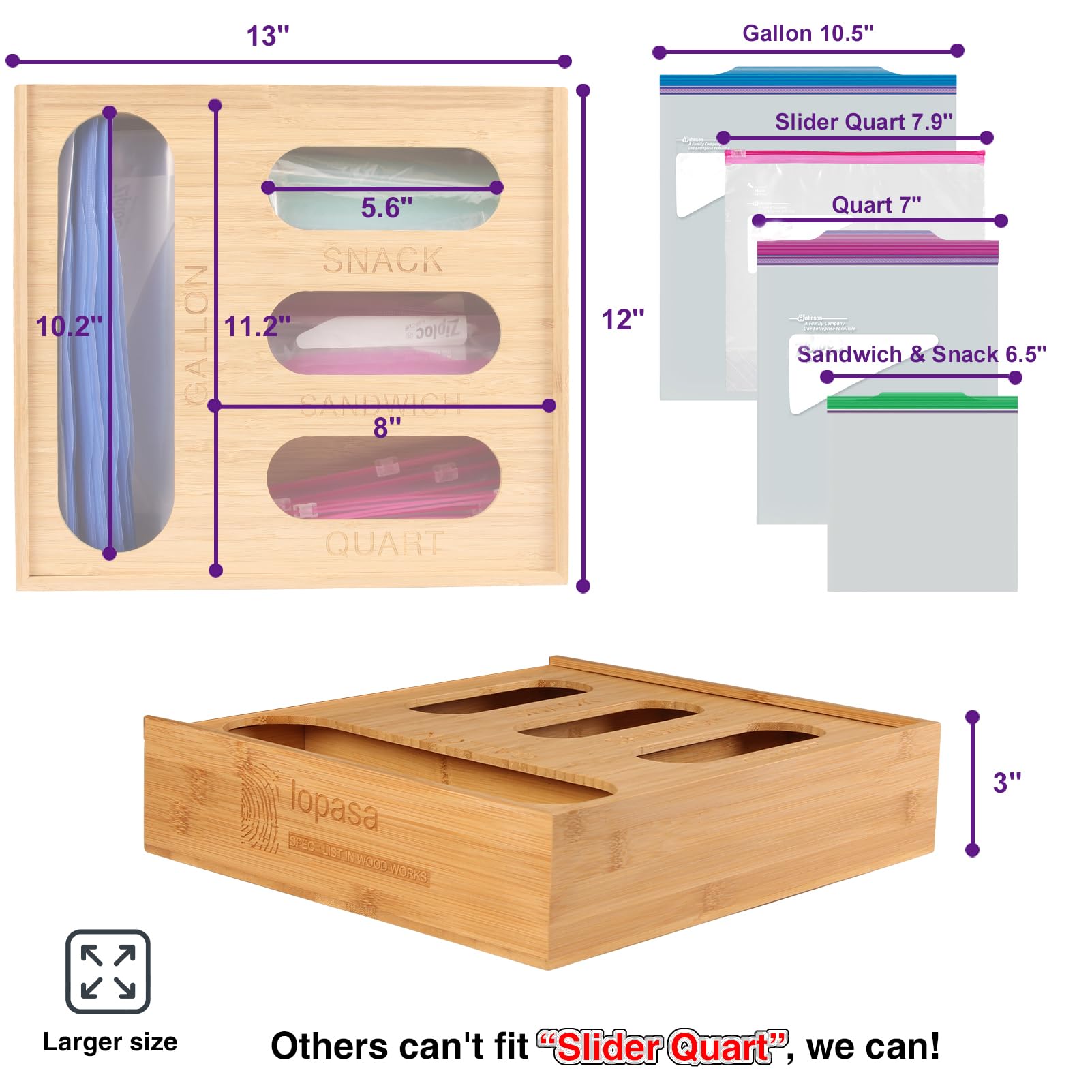 Baggie Organizer for Drawer Compatible with Ziplock Food Storage Bag ...