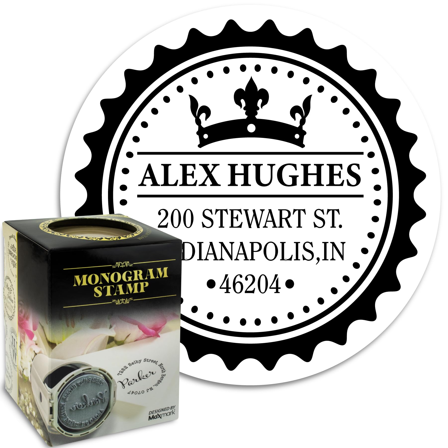 Amazon.com : Monogram Address Stamp - Personalized Self Inking Rubber ...