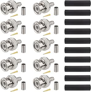 Amazon.com: XRDS -RF RG58 BNC Connectors 10PCS – BNC Male Crimp Connector Compatible with RG58 ...