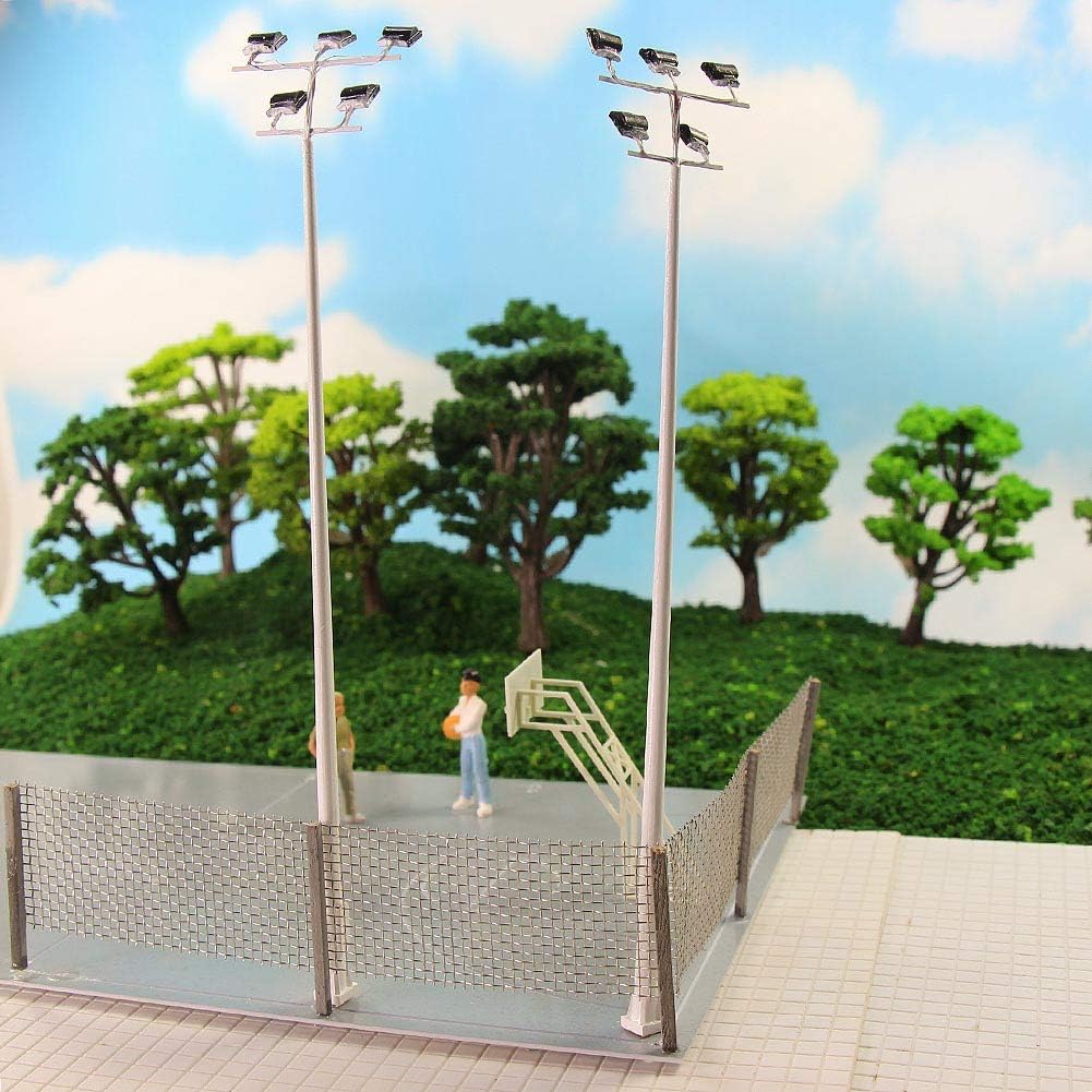 Evemodel 2pcs Model Railway HO Scale Plaza Lamppost 5 leds 16cm 1:87 ...
