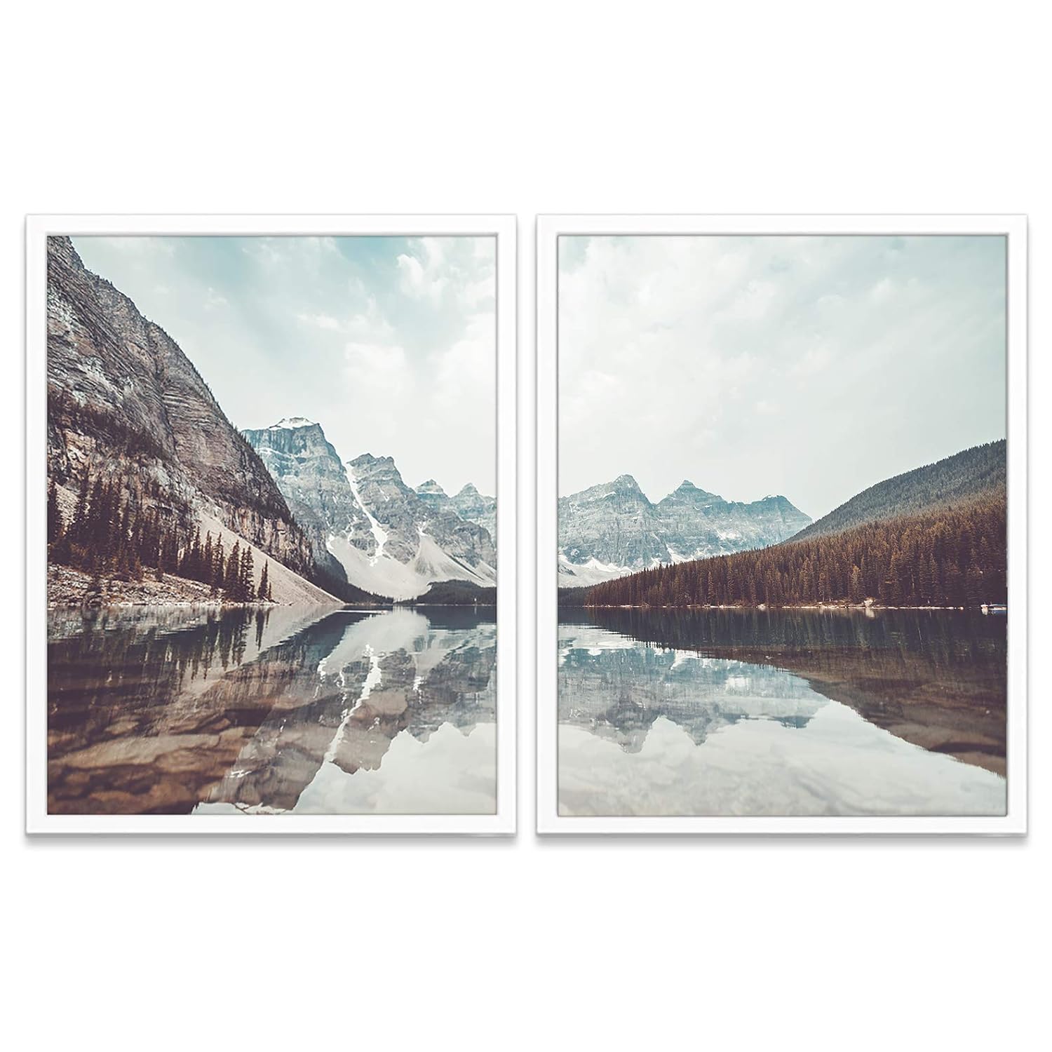 Amazon.com: Mountain and Lake Landscape Photography Prints, Set of 2 ...