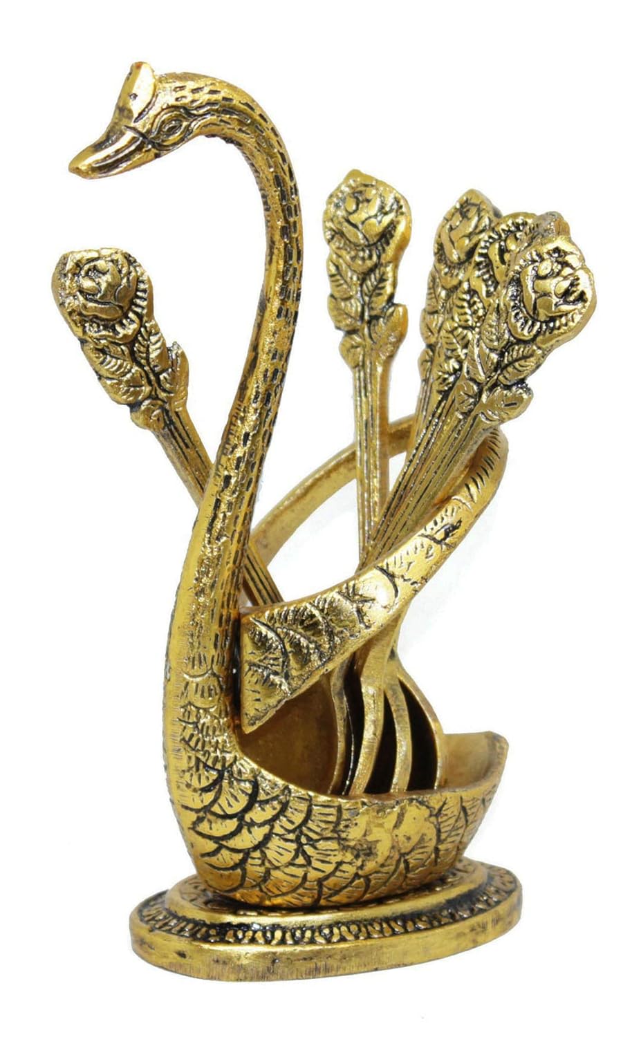 White Box Metal Swan Dessert Spoon Holder Duck Shaped Stand Decorative ...