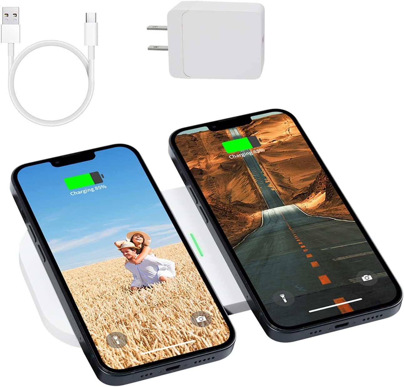 Amazon.com: T2 2 in 1 Wireless Charger, Qi Certified Charging Pad ...