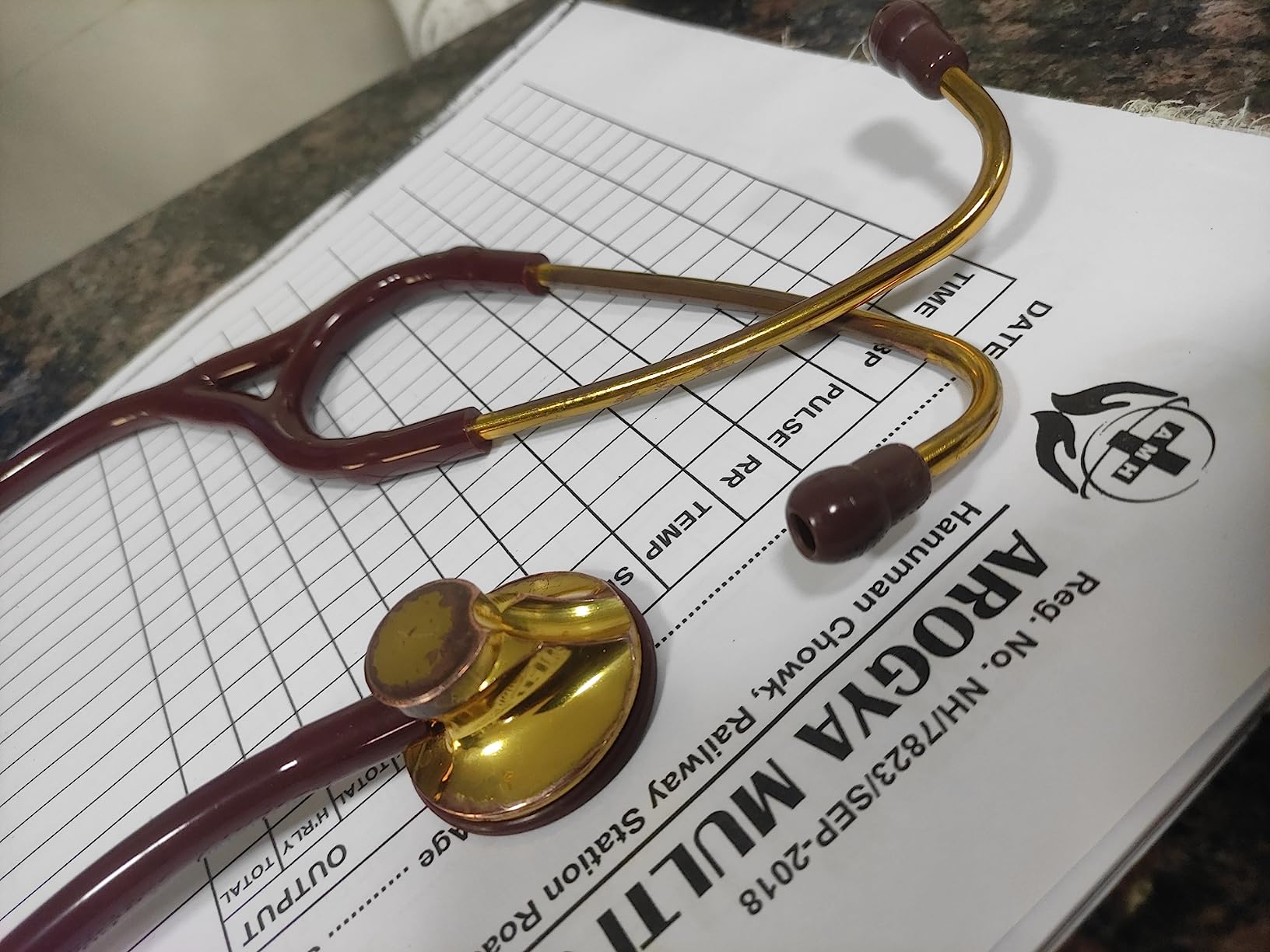 Dr. Head Gold Plated Stainless Steel Dual Head Acoustic Stethoscope For ...