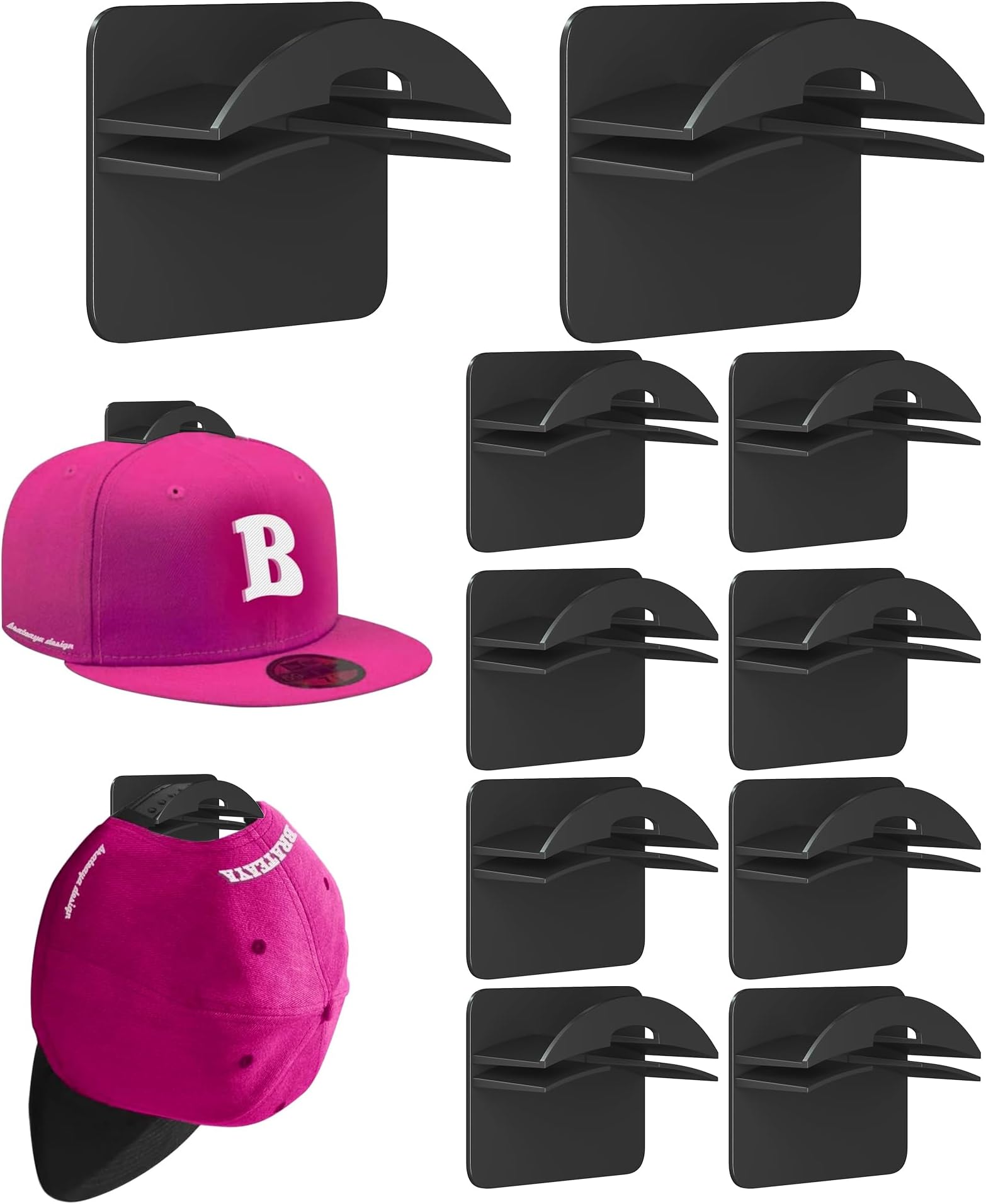 Amazon.com: Quzhunoo 2-in-1 Hat Hooks (10PCS), No Drilling Hat Holder ...