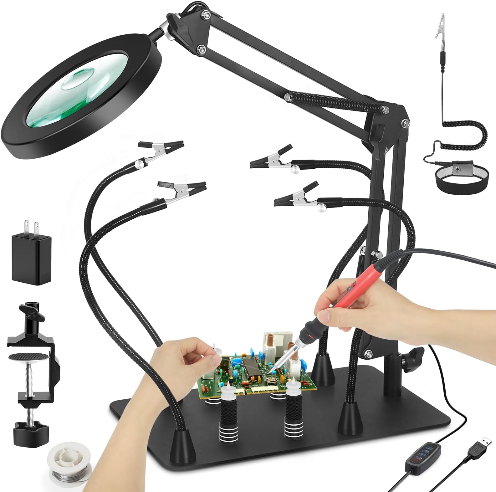 ROLOOR Magnetic Helping Hands Soldering Third Hand, Flexible 5X & 10X ...