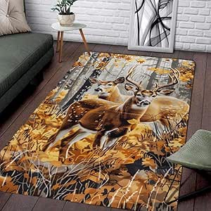 Amazon.com: PriAmi Deer Hunting Area Rug, Deer Rugs for Living Room ...