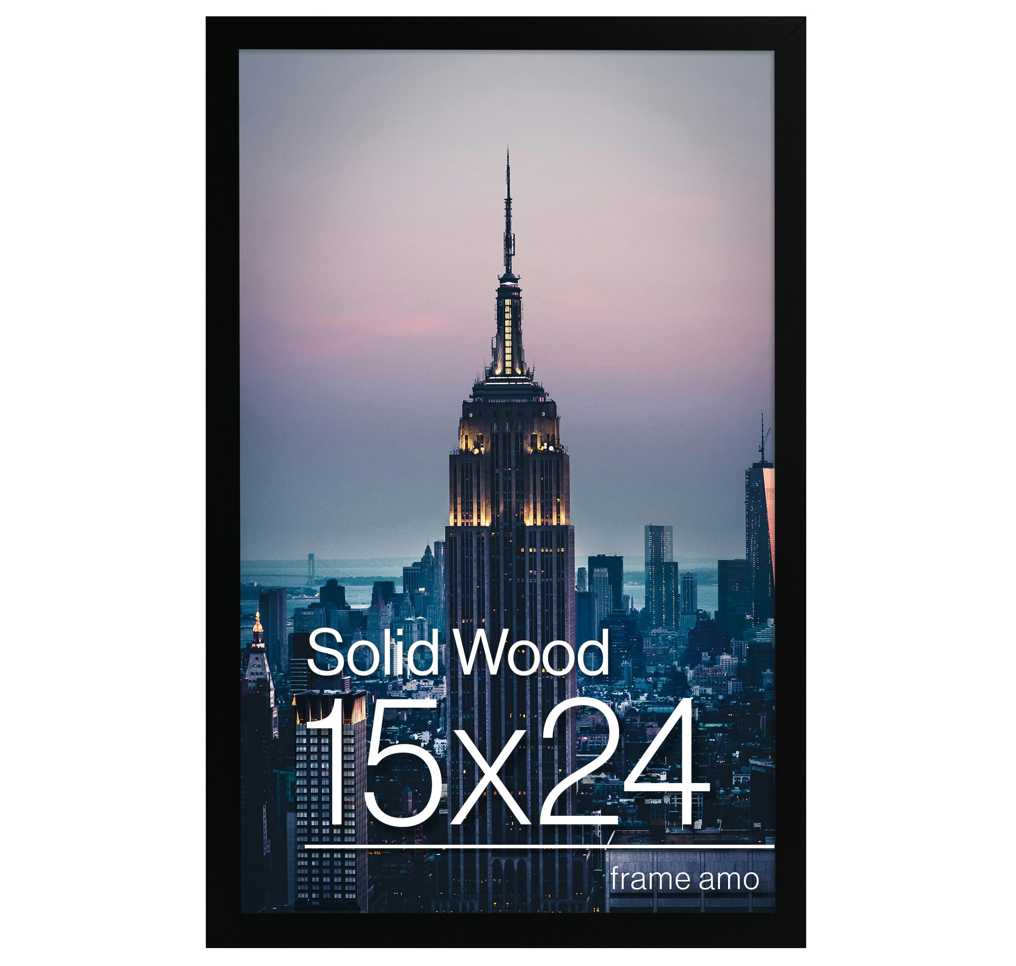 Amazon.com - Frame Amo 15x24 Black Solid Wood Poster Frame, 1 inch Wide ...