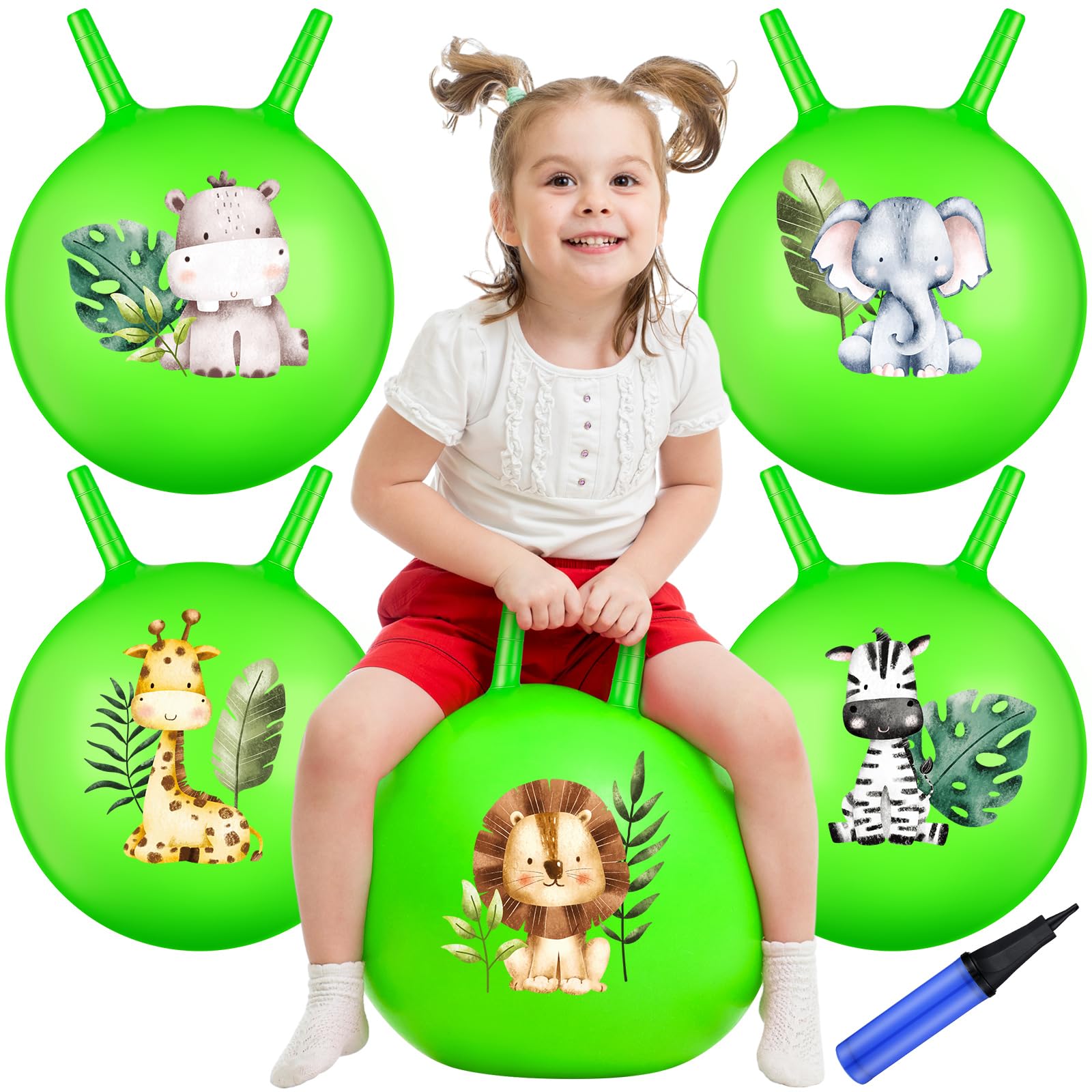 Wettarn 5 Pcs Jumping Bounce Balls 18 Inch with Handle, Animals Sport ...