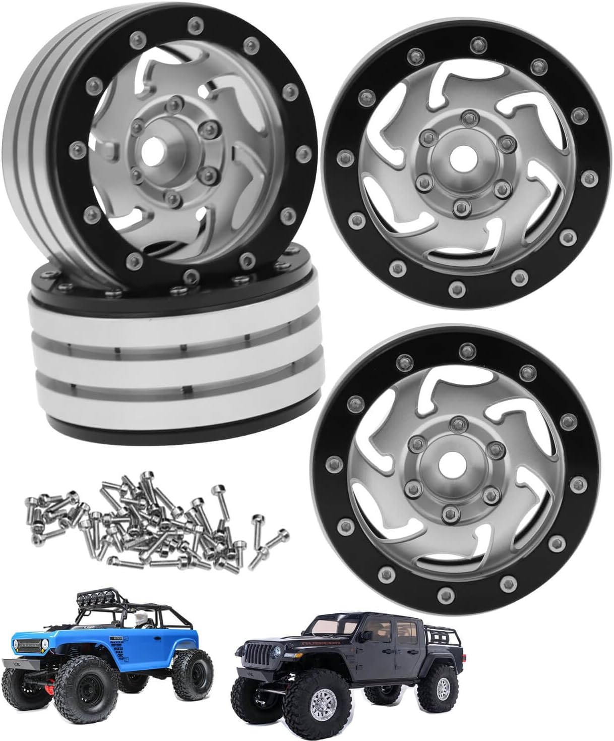 Amazon.com: hopsupRC Aluminum 1.9inch Beadlock Wheels/Rims 12mm Hex ...