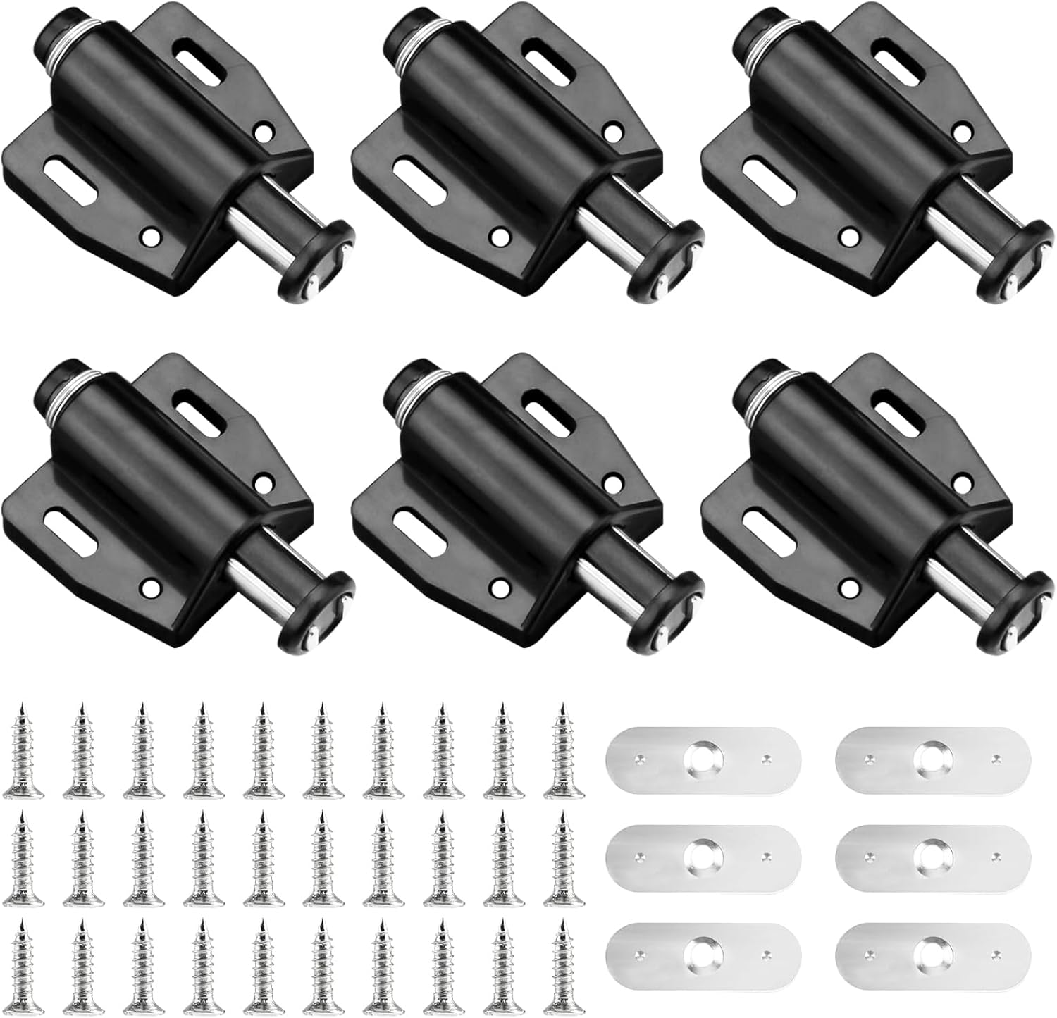 GAOHAN 6 Pcs Push to Open Door Catches,Black Single Magnetic Pressure ...