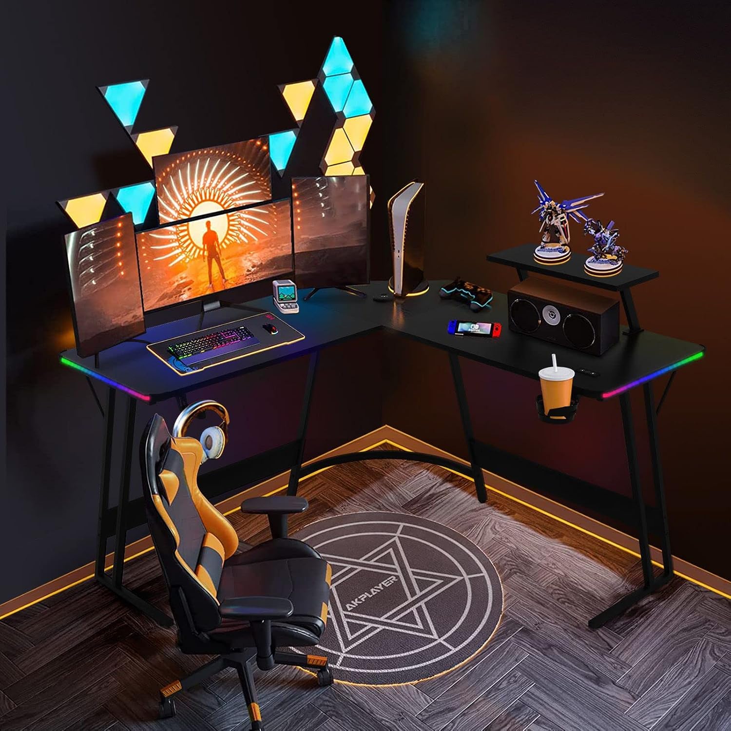 Luxsuite L Shaped Gaming Desk Computer Desk Office Workstation Gamer ...