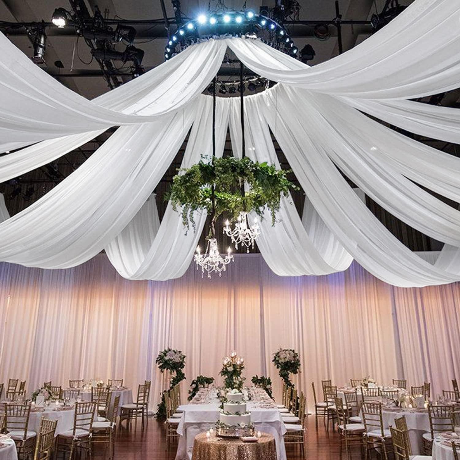 Amazon.com: FOTSHARER White Wedding Ceiling Drapery 2 Panels 5ftx20ft ...