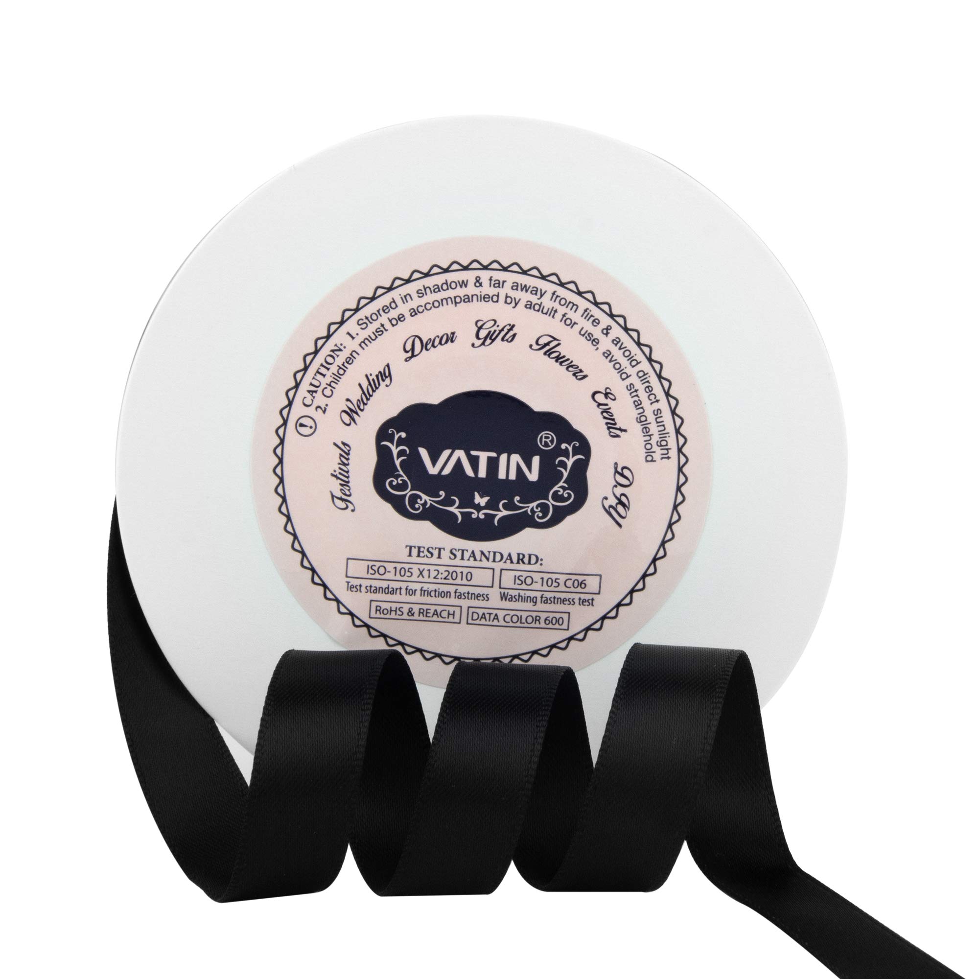 Snapklik.com : VATIN Double Face Black Satin Ribbon 1/2" Continuous 50 ...