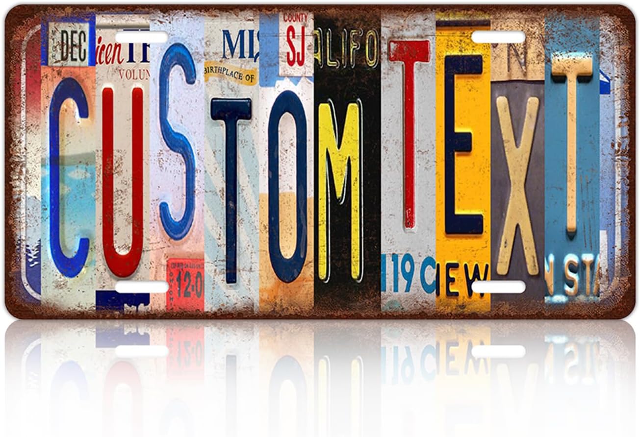 Amazon.com: Custom License Plate Personalized Text License Plate Wall ...