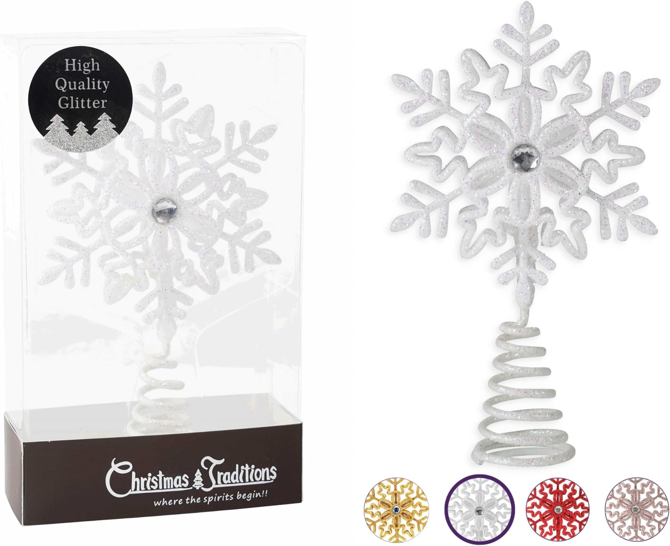 Amazon.com: Faceted Snowflake Iridescent Snowflake Mini Tree Topper - 6 ...