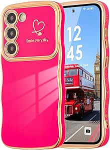 Amazon.com: DEFBSC Case for Samsung Galaxy S23 Plus Case, Curly Wave Shape Plating Frame Cute ...