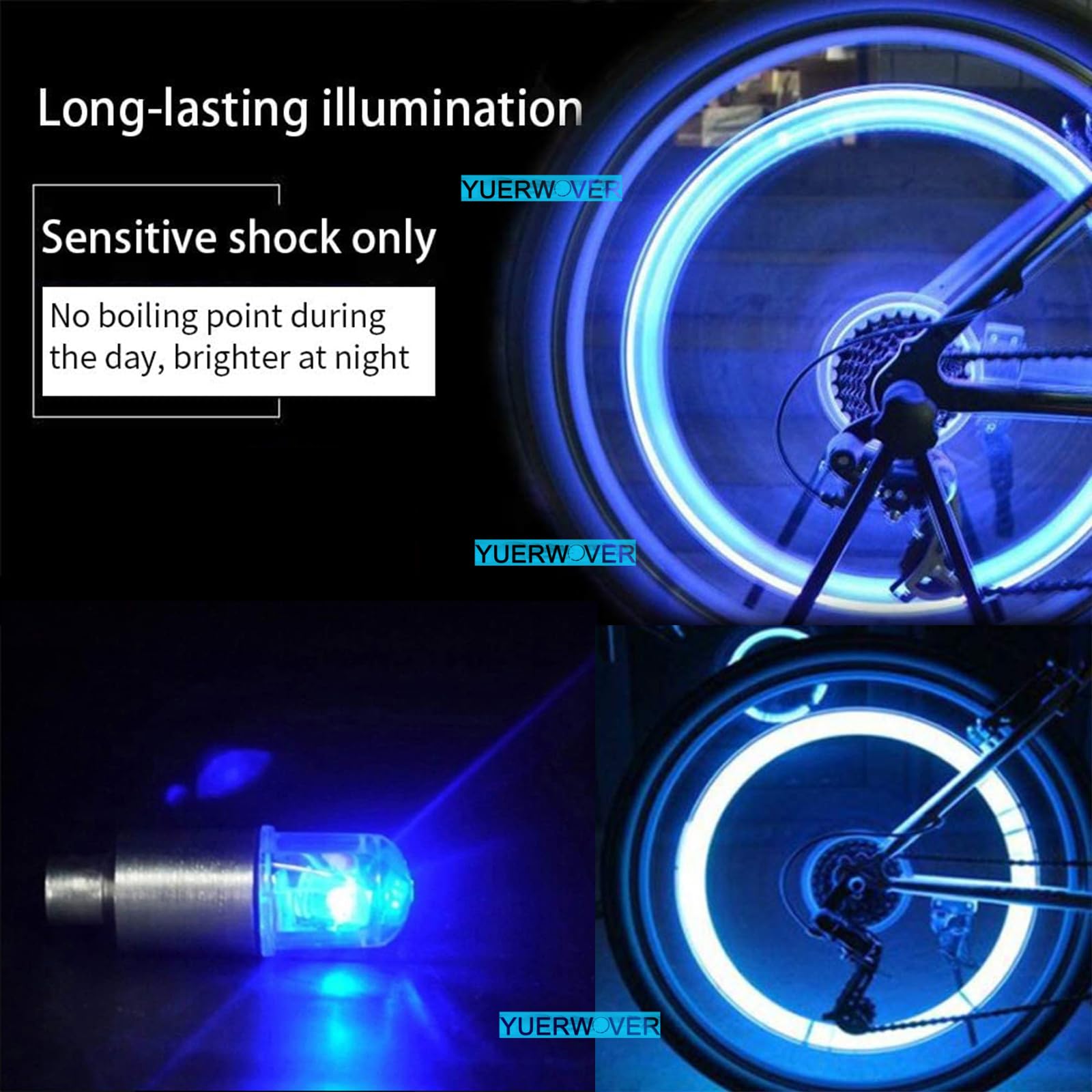 Snapklik.com : YUERWOVER 8 Pack LED Valve Stem Caps Lights For Car ...