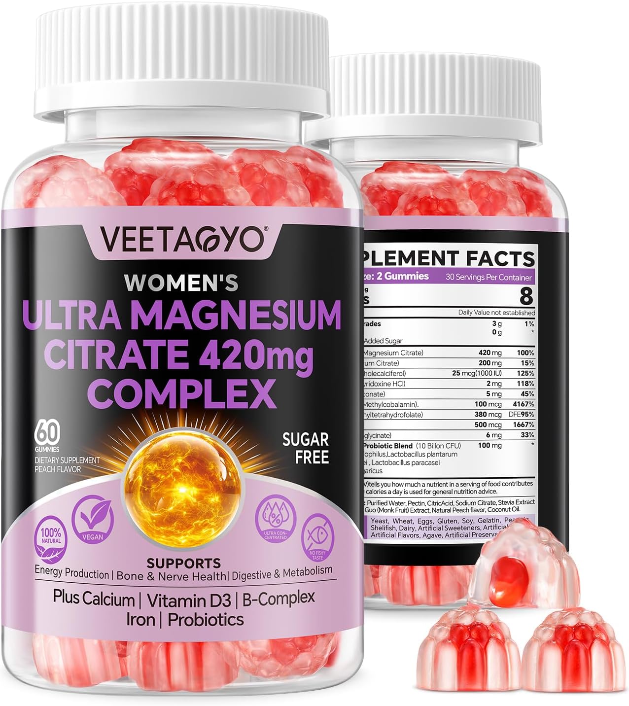 Amazon.com: Magnesium Citrate Gummies 420mg for Adult - Dual Layer - w ...